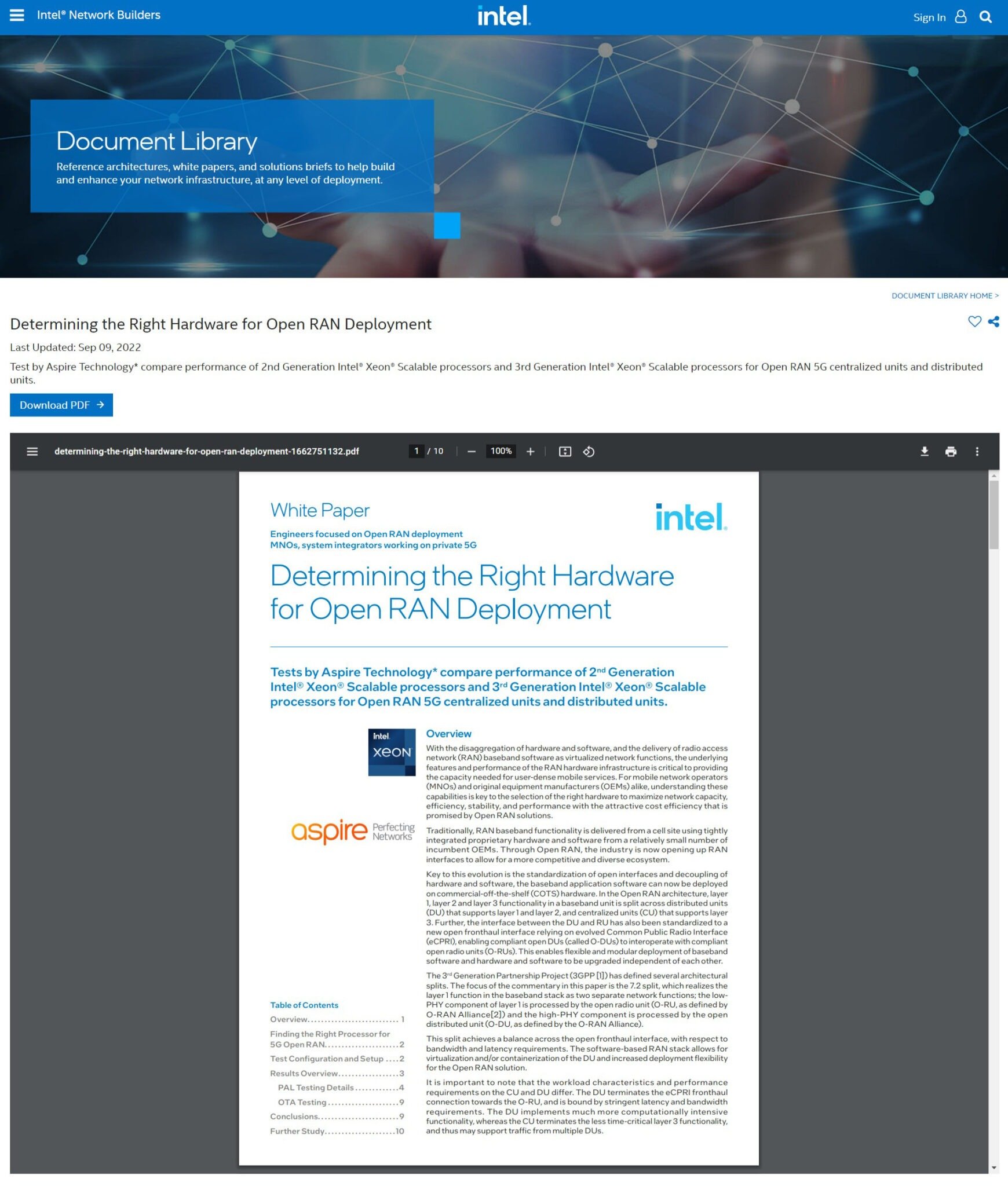 Whitepaper "Determining the Right Hardware for Open RAN Deployment" published with Intel ...