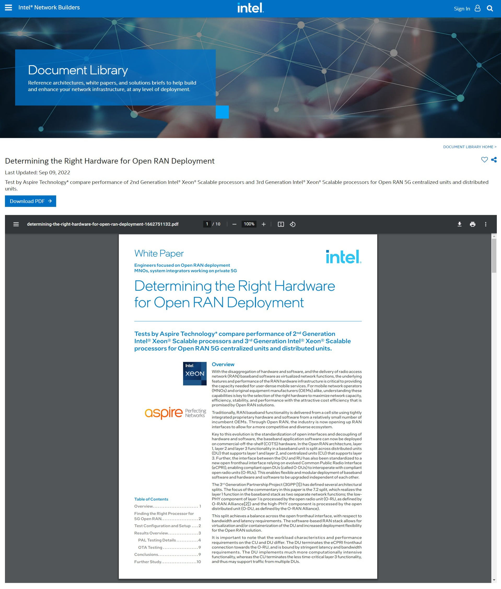 Whitepaper "Determining the Right Hardware for Open RAN Deployment" published with Intel ...